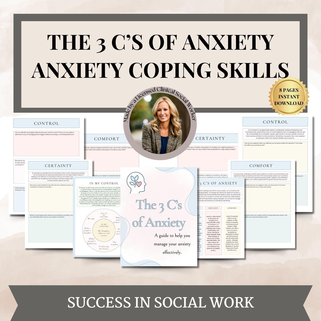 The 3 C's of Anxiety Certainty, Comfort and Control Worksheets for ...