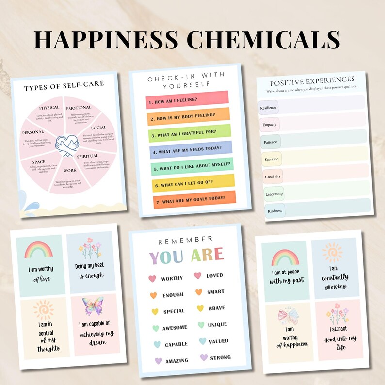 Happiness Chemicals Worksheet, Affirmations,social Psychology,therapy ...