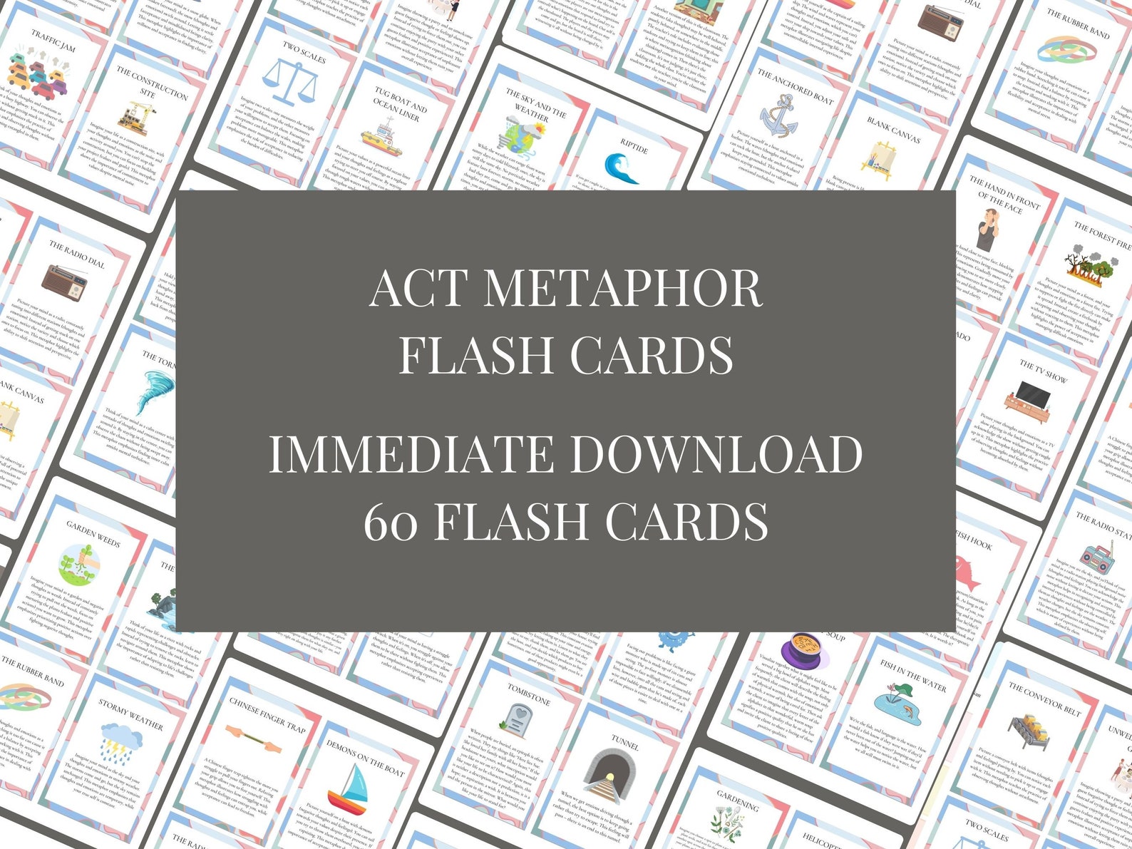 ACT Metaphors, Acceptance Therapy Metaphor Flash Cards, Commitment ...