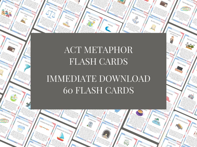 ACT Metaphors, Acceptance Therapy Metaphor Flash Cards, Commitment ...