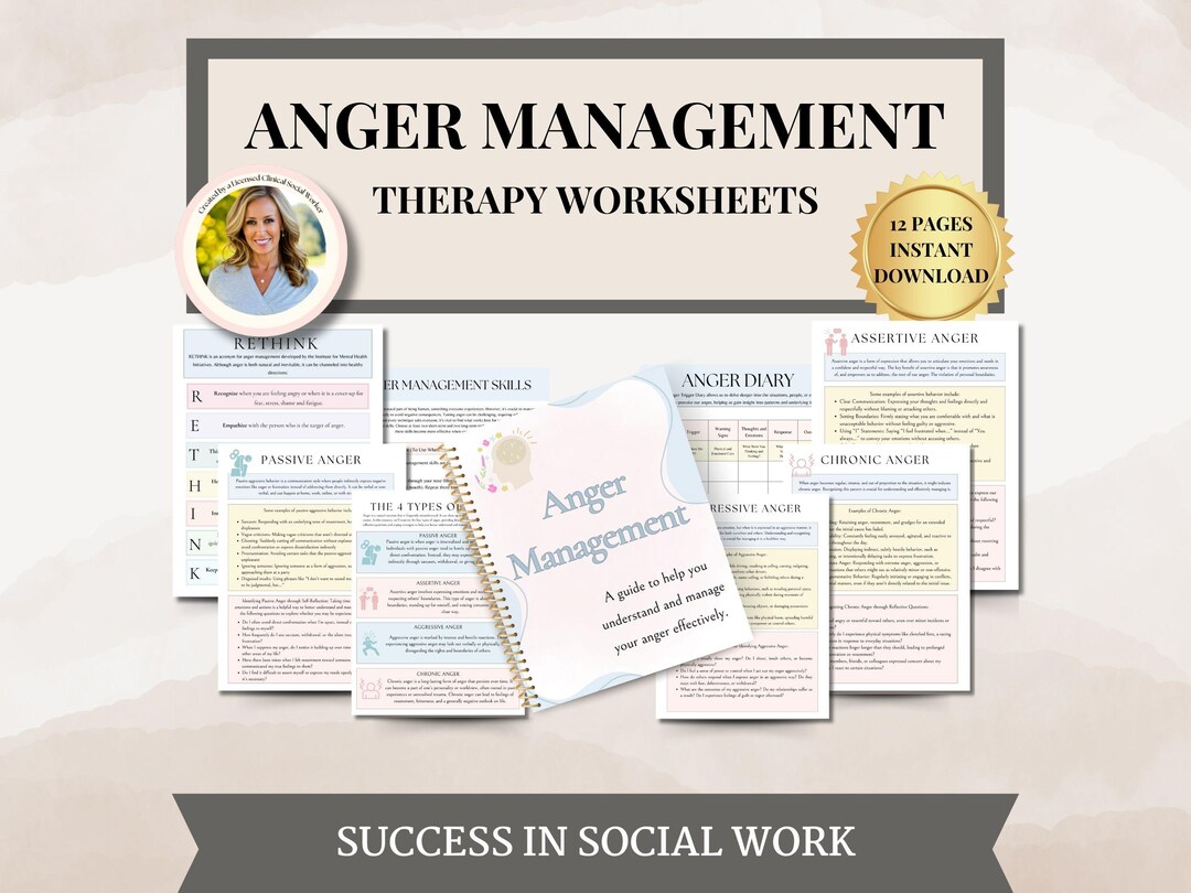 Anger Management Workbook Therapy Worksheets Calming Strategies Self ...