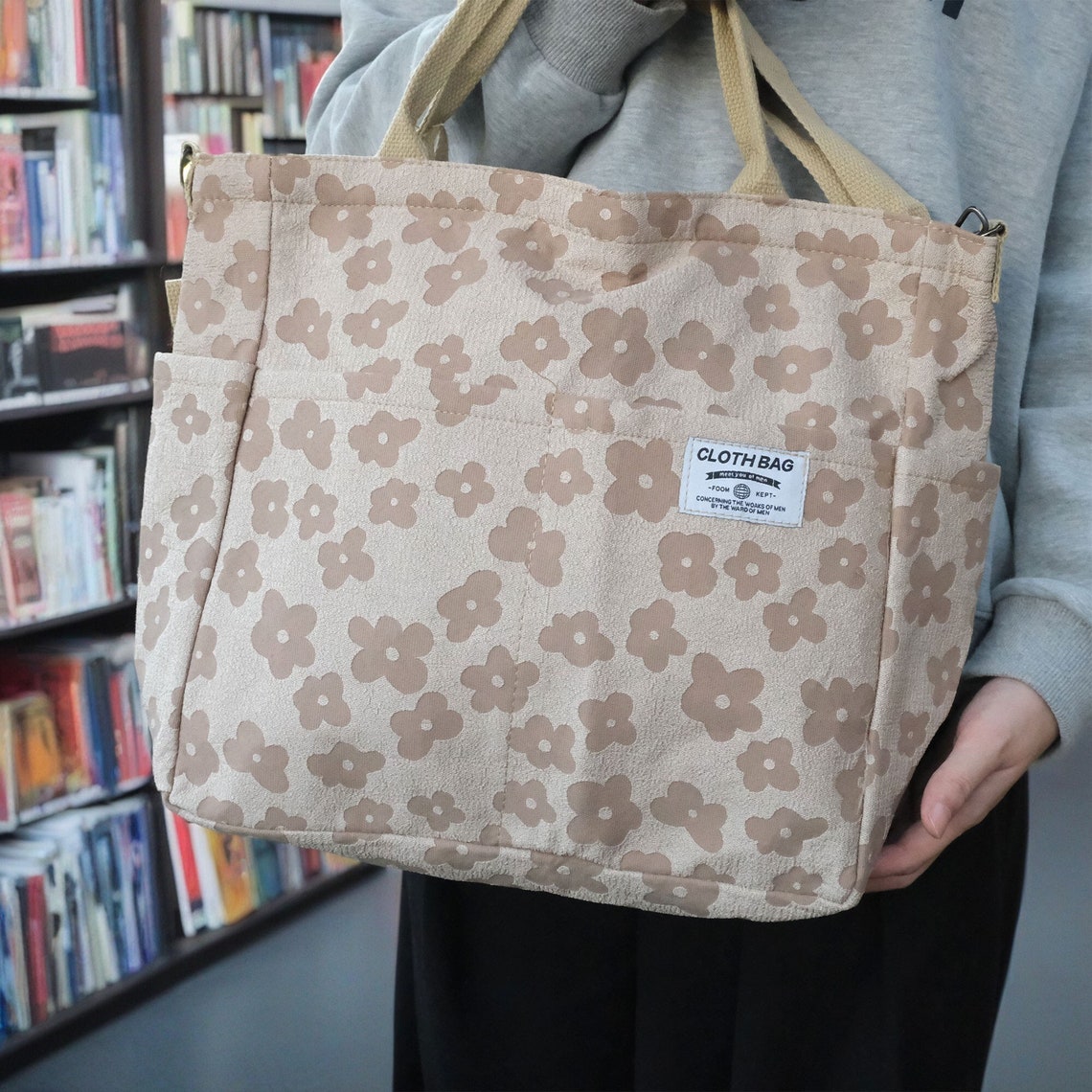 Classic Homemade Polyester Bag, Floral Tote Bag, Perfect for Everyday ...