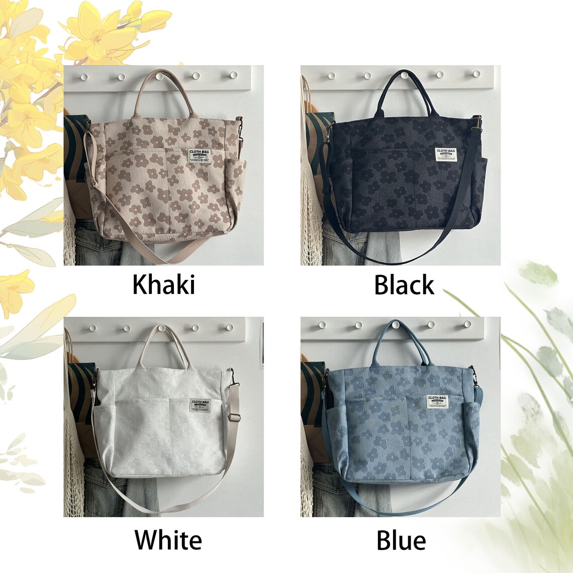 Classic Homemade Polyester Bag, Floral Tote Bag, Perfect for Everyday ...