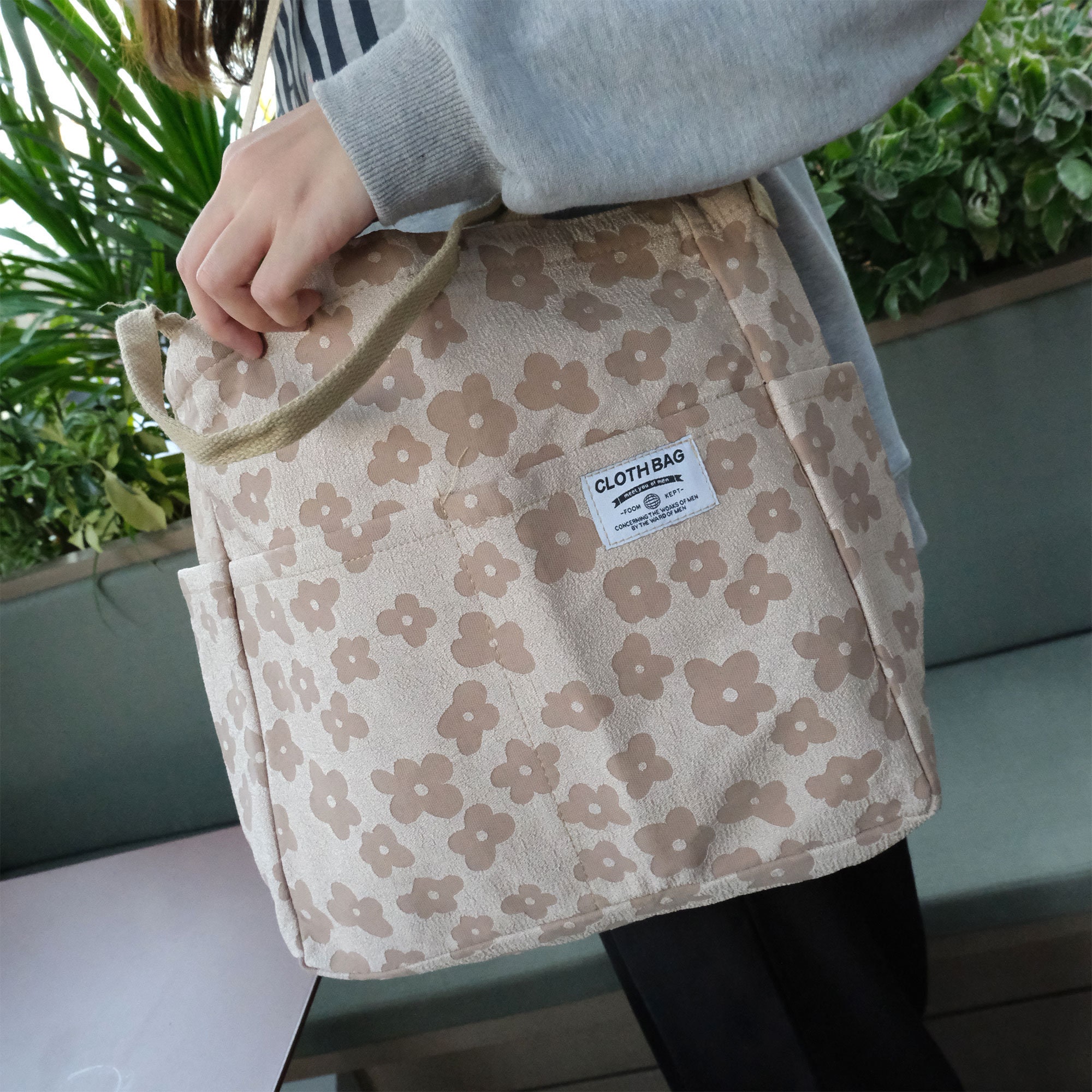 Classic Homemade Polyester Bag, Floral Tote Bag, Perfect for Everyday ...