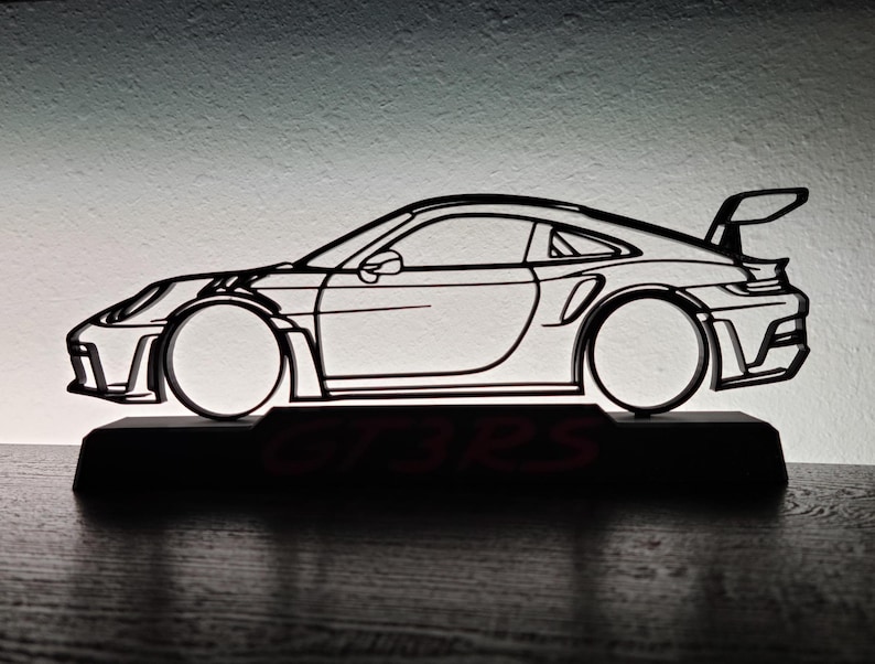 Porsche GT3 RS Silhouette | 3D Printed Desk Art | Motorsports and ...