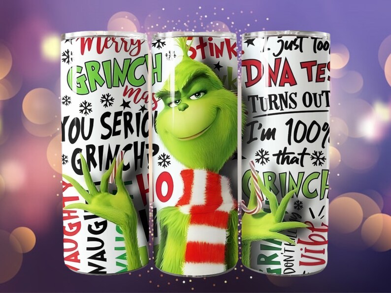 100% Grinch 20oz Skinny Tumbler, Stainless Steel Tumblers, Hot & Cold ...