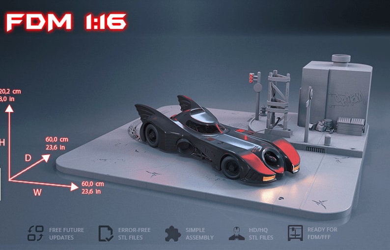 Batmobile 1989 STL Batmobile Figure Batmobile 3D Model - Etsy