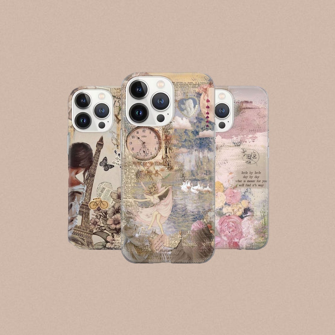 Soft Pastel Original Collage Phone Case for iPhone 15 14 13 SE Samsung ...