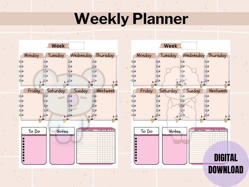 Printable Digital Planner | BT21 Daily Notes Planner Printable Instant ...