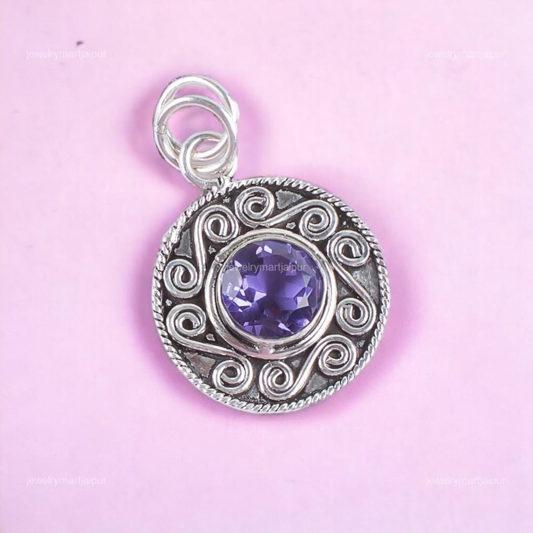 Handmade Iolite Pendant: Vintage Filigree 925 Sterling Silver - Etsy