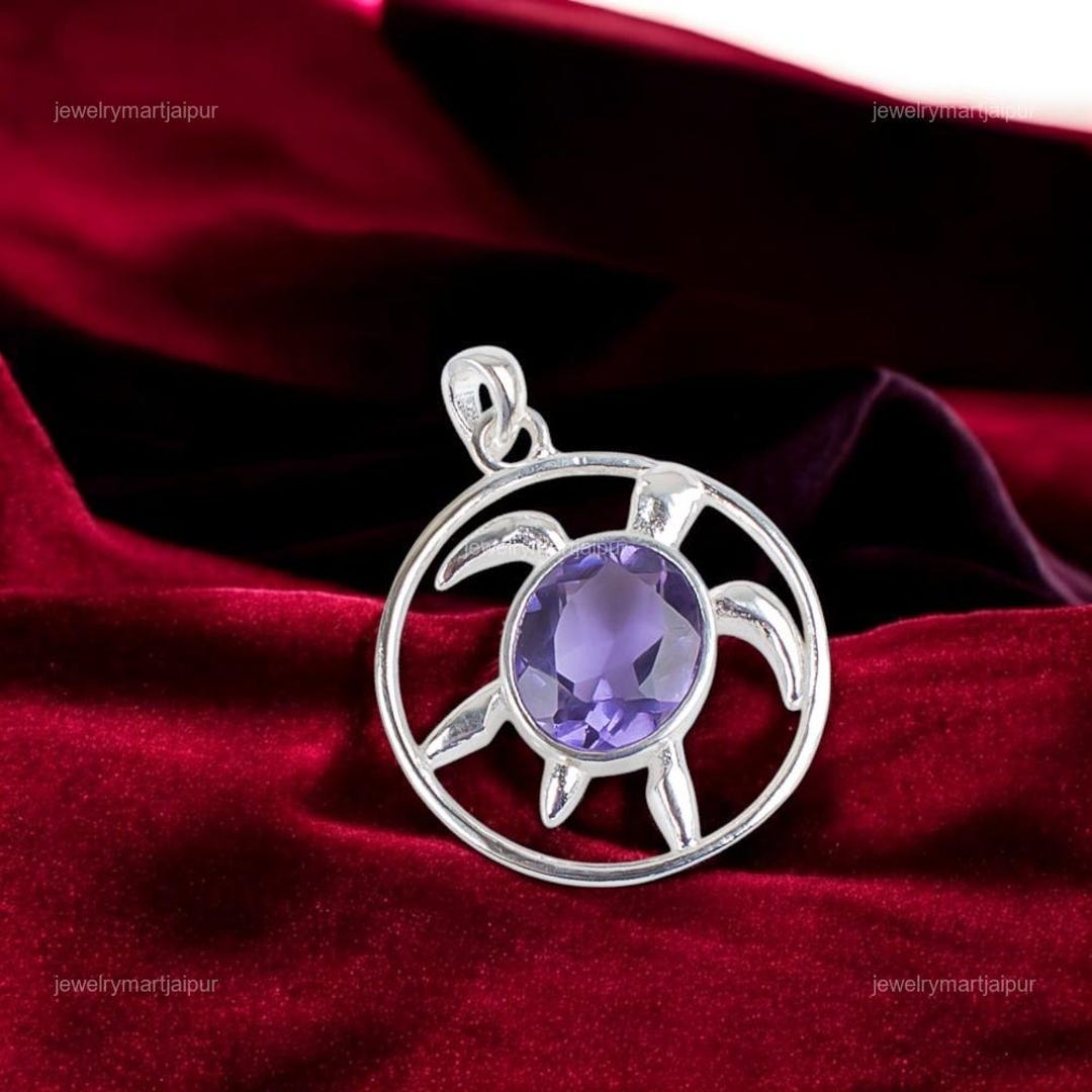 Natural Iolite Pendant: Sterling Silver Turtle Jewelry - Etsy