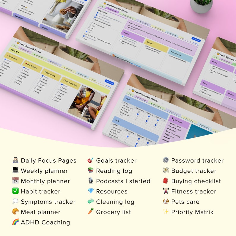 ADHD Digital Planner: ADHD Planner Adult Physical, Symptom Tracker ...