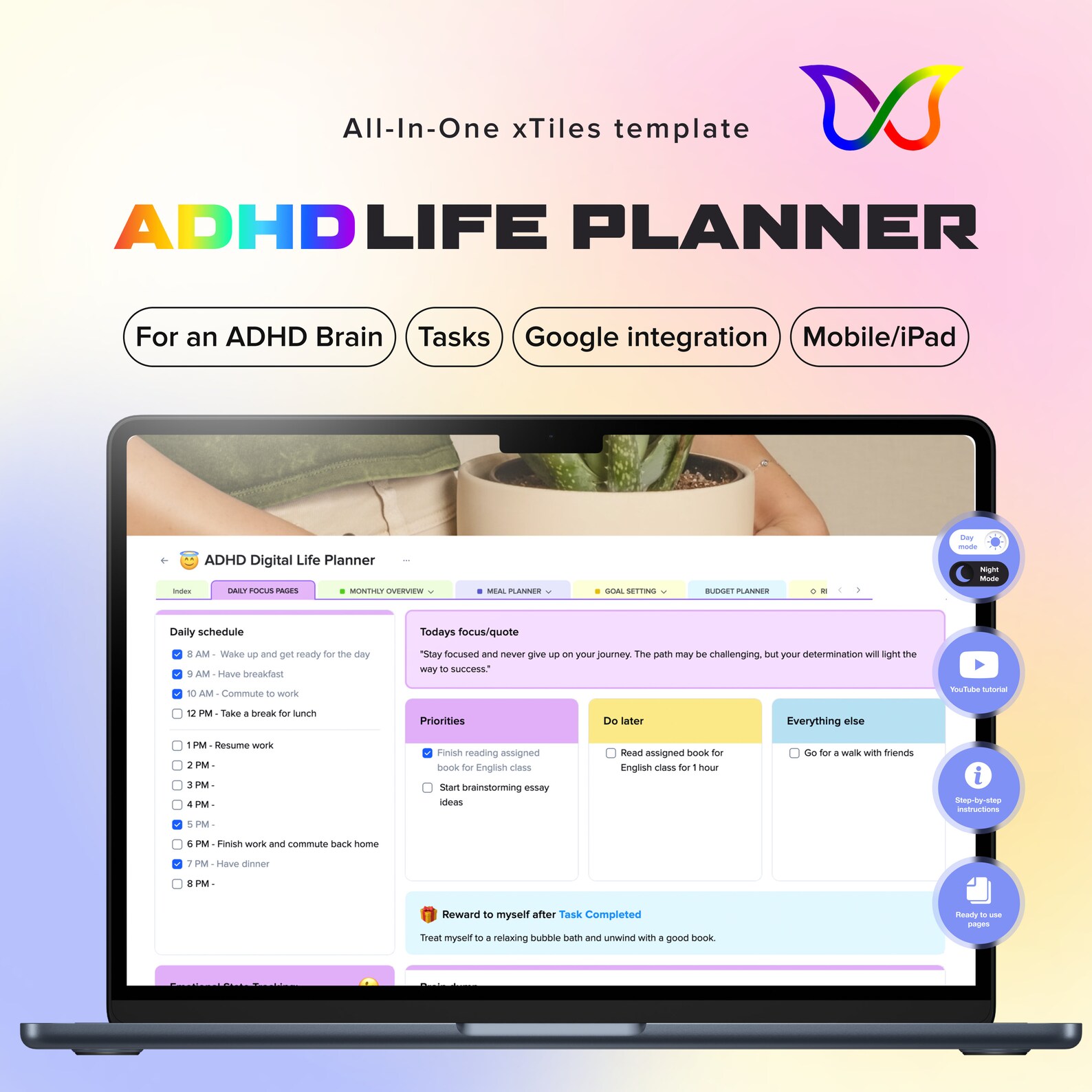 ADHD Digital Planner: ADHD Planner Adult Physical Symptom - Etsy