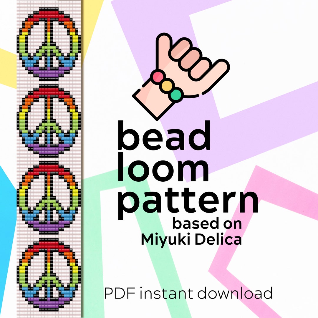 Rainbow Peace Loom Bracelet Pattern Bead Loom Pattern Based on Miyuki ...