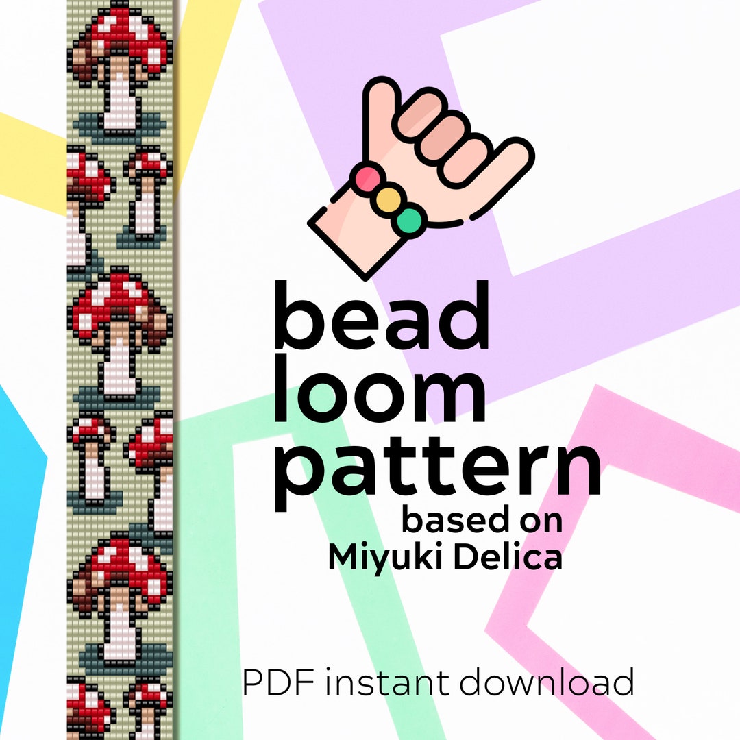 Amanita Mushroom Loom Beading Patterns Bracelet Bead Loom Pattern Based on Miyuki Seed Beads 11/ ...