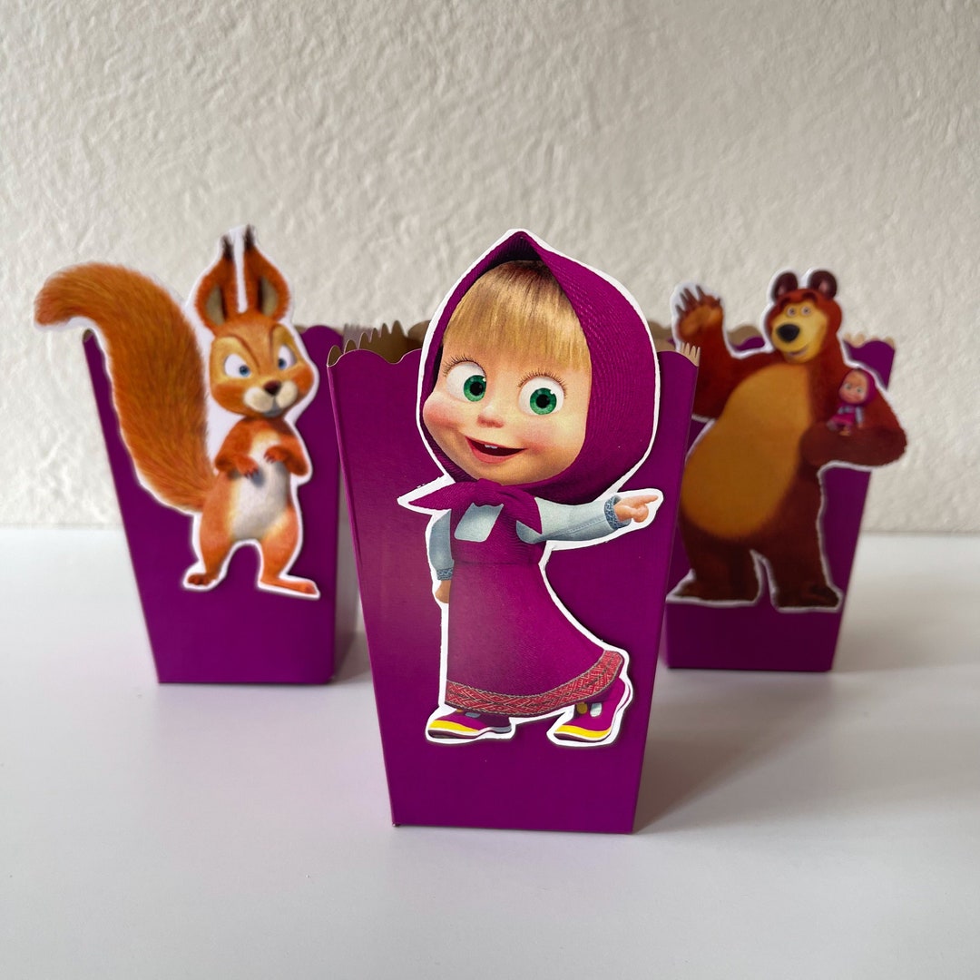 Masha and Bear Party Popcorn Box Masha Birthday Treats Box - Etsy