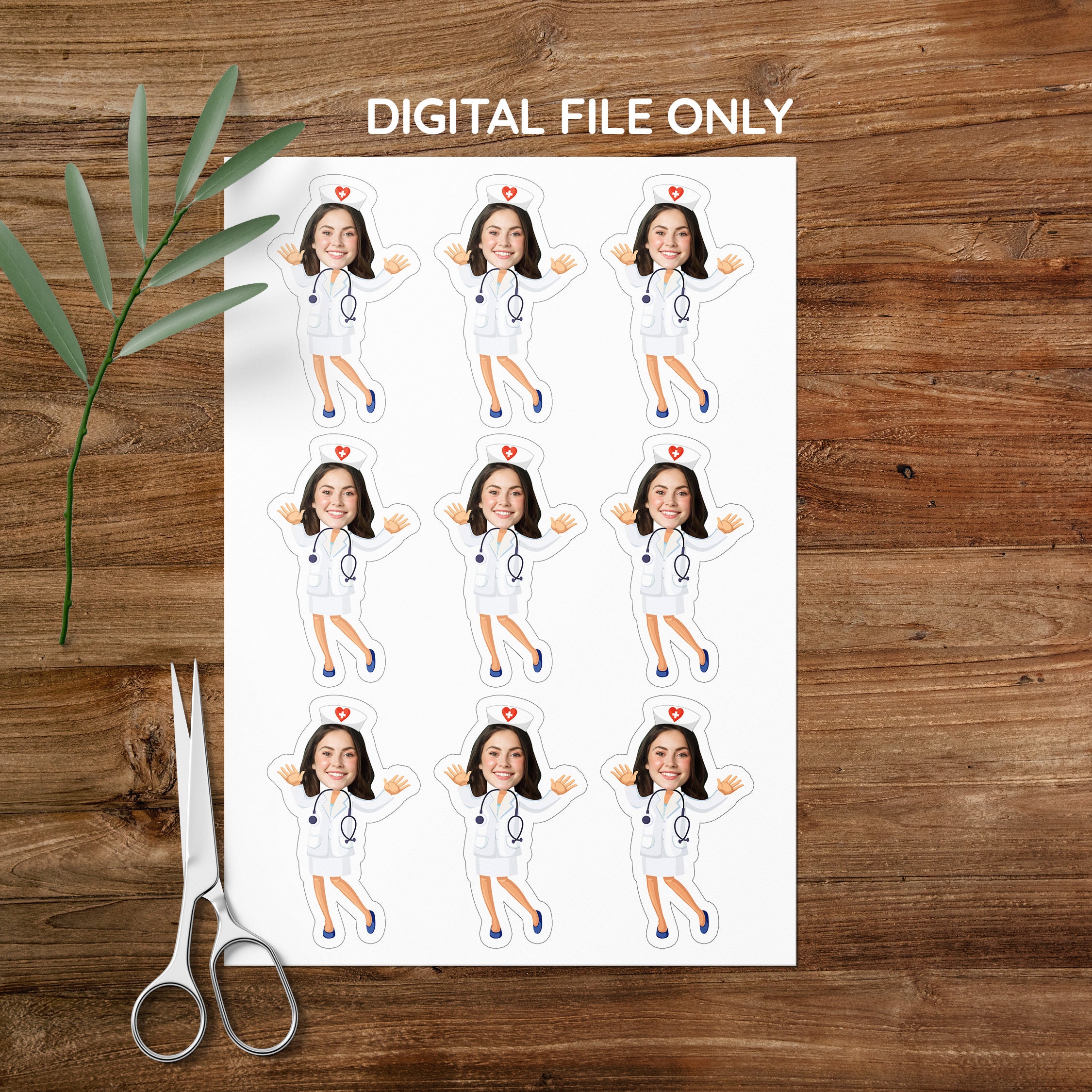 Nurse Cupcake Toppers, Doctor Cupcake Toppers With Custom Photo digital ...