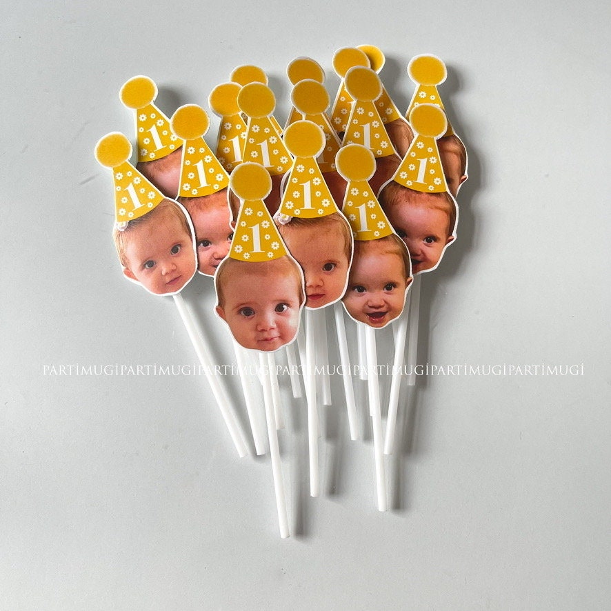 Baby Face Cupcake Toppers, Cupcake Face Toppers, Personalised Birthday ...