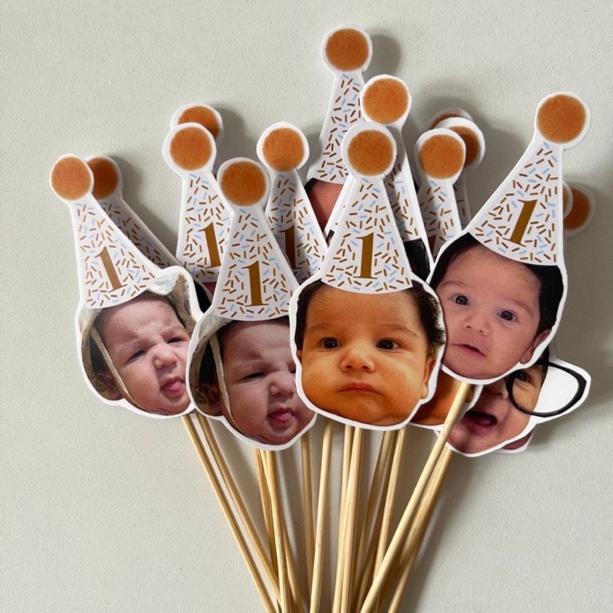 Baby Face Cupcake Toppers, Cupcake Face Toppers, Personalised Birthday ...