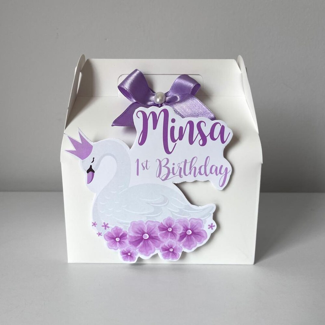 Swan Birthday Gable Box, Swan Favor Boxes, Swan Lake Birthday ...