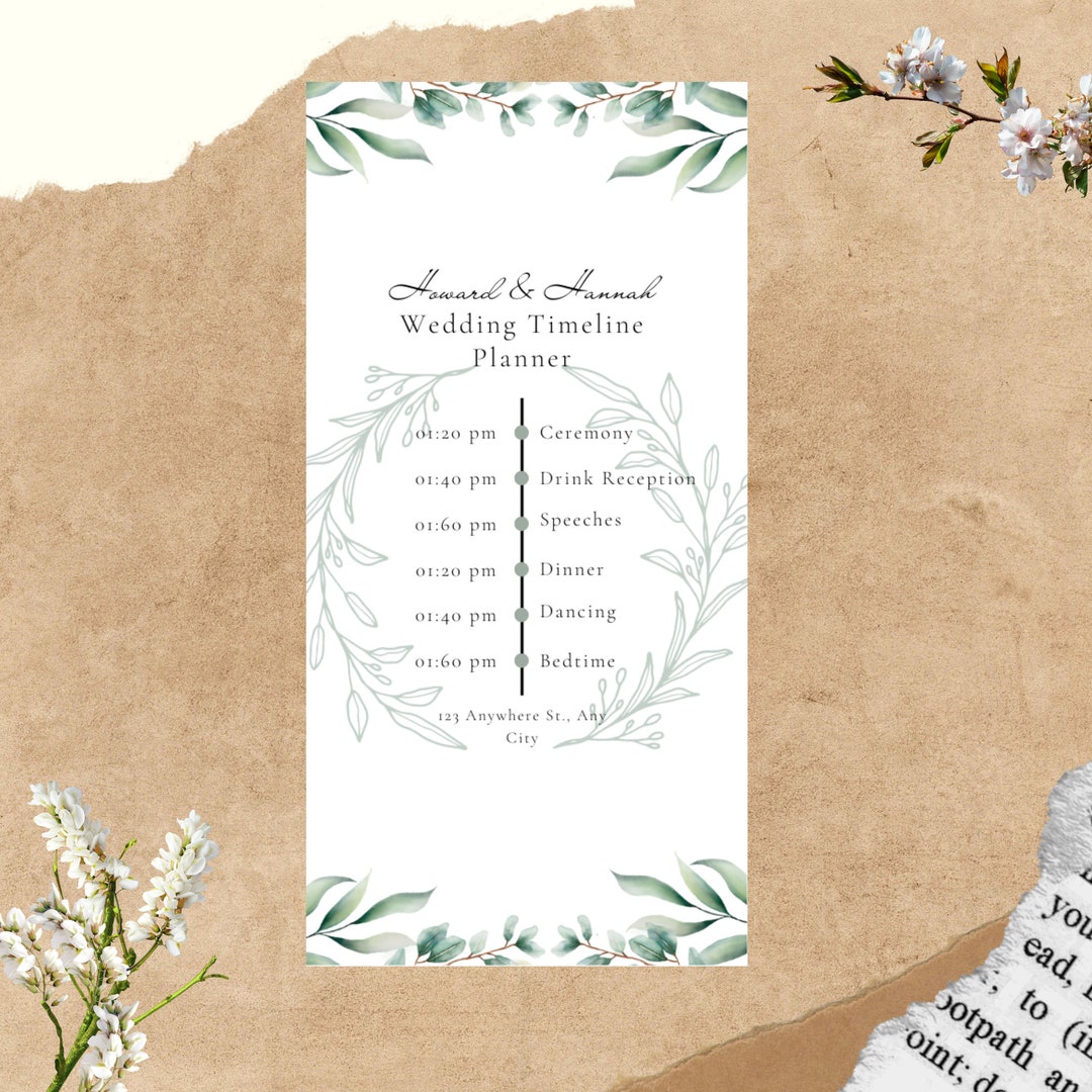 Minimalist Wedding Events Card Template Modern Wedding Schedule ...