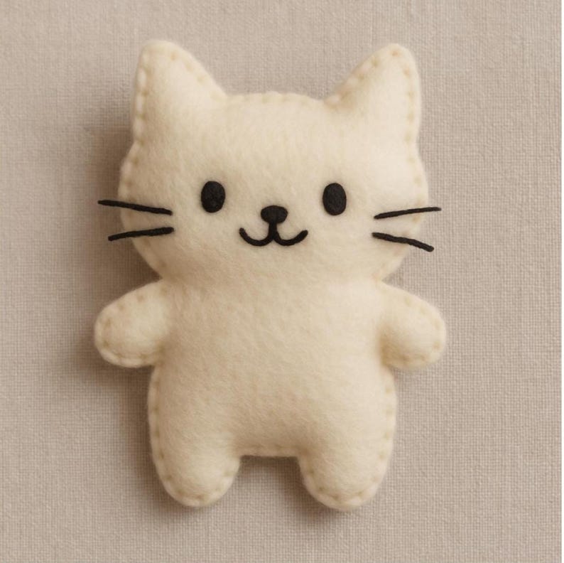 Felt Cat. PDF Pattern . Create a Cute, Simple Felt Cat Using Basic ...