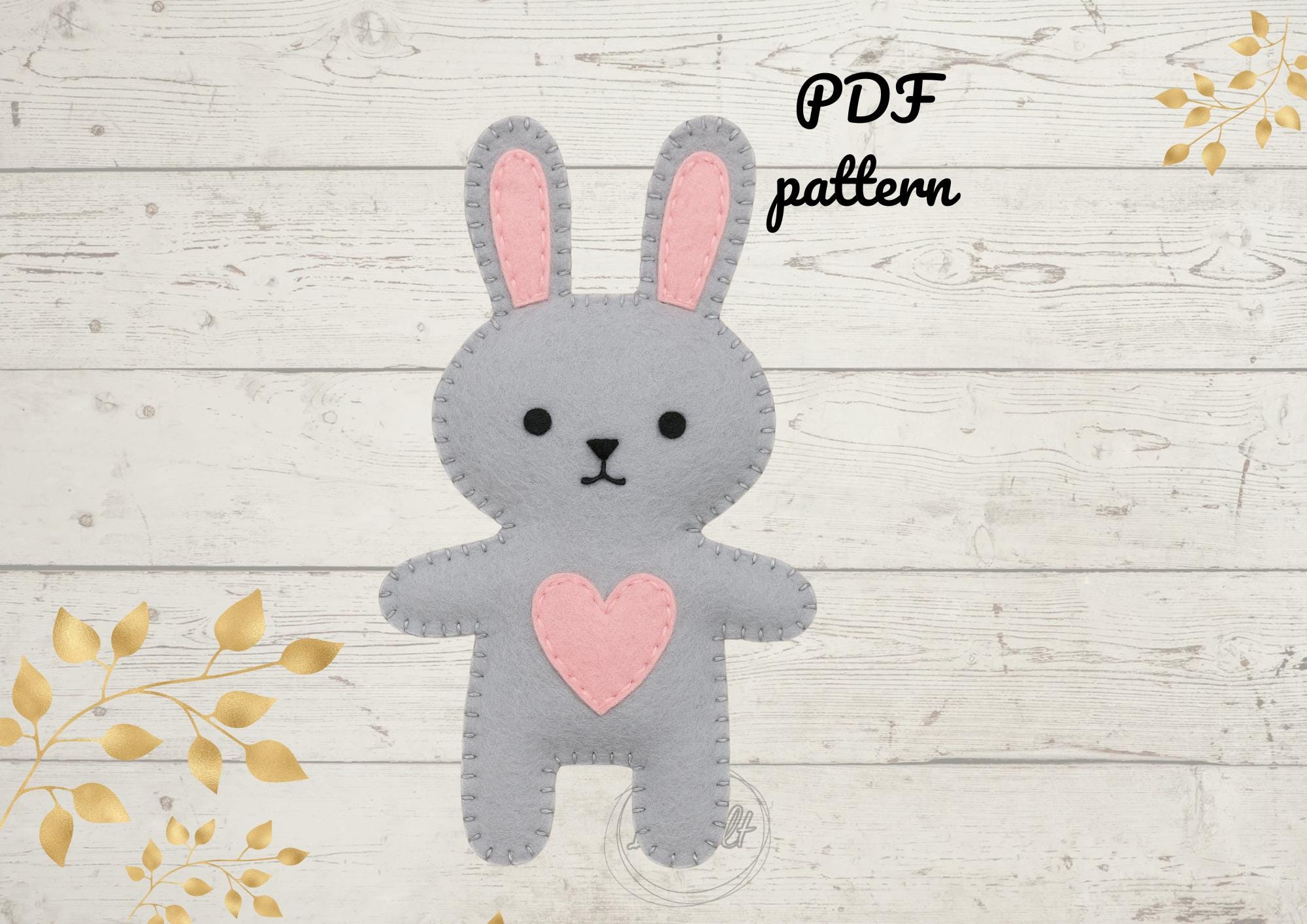 Felt Bunny. PDF Pattern . Create a Cute, Simple Felt Bunny Using Basic Sewing Techniques ...