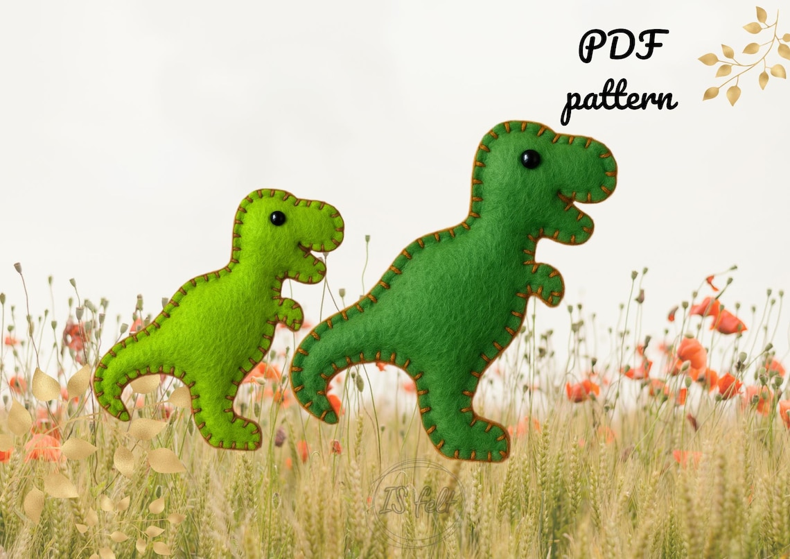 Felt Dinosaur T-rex. PDF Pattern . Create a Cute, Felt Dinosaur Using ...