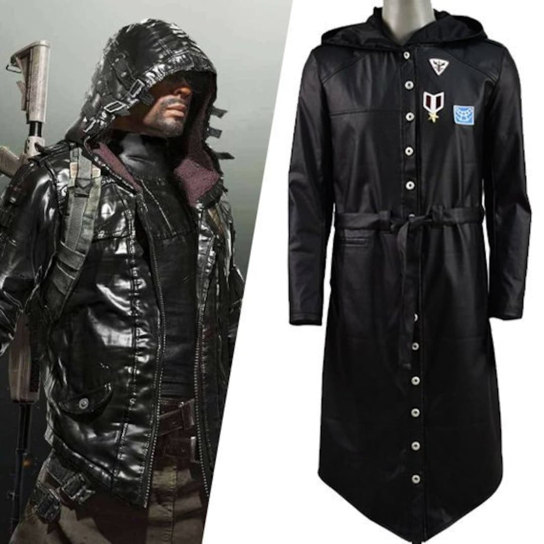 PUBG Leather Hooded Trench Coat, Handcrafted Cosplay Leather Gaming ...