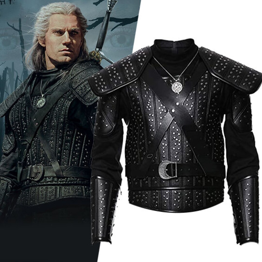 The Witcher Geralt Cosplay Costume, Handcrafted Leather Vest & Armor ...