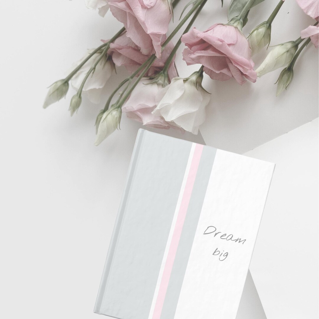 Customizable Pastel Grey Pink Journal With Name Initials Message Gift ...