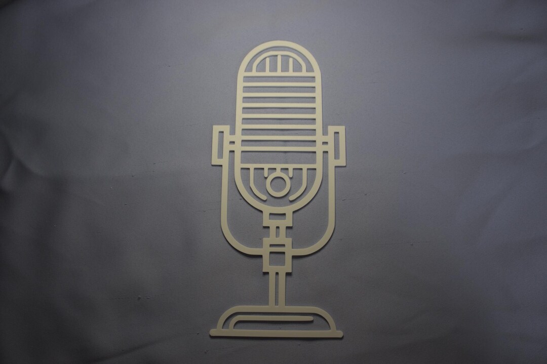 Microphone Wall Art – 3D Printed Music Decor – Podcast Studio Wall Sign ...