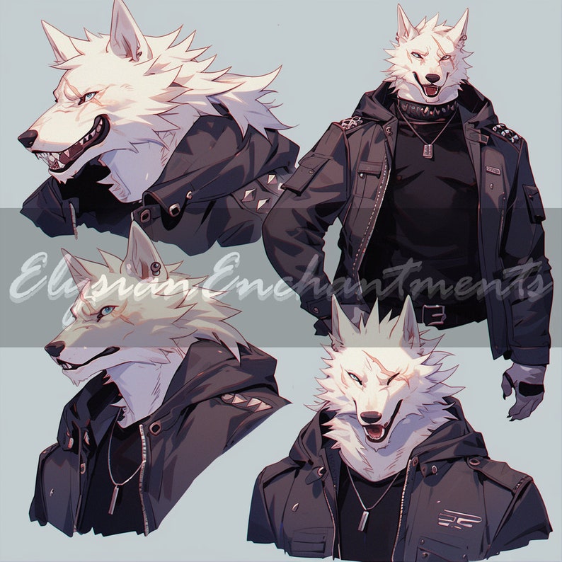 Adoptable duncan Buff White Wolf Dog Canine Punk Furry Fursona Design ...