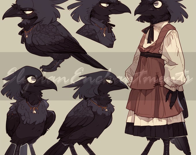 Adoptable - "trus" - Furry Raven Baker Librarian Bird Girl Fursona ...