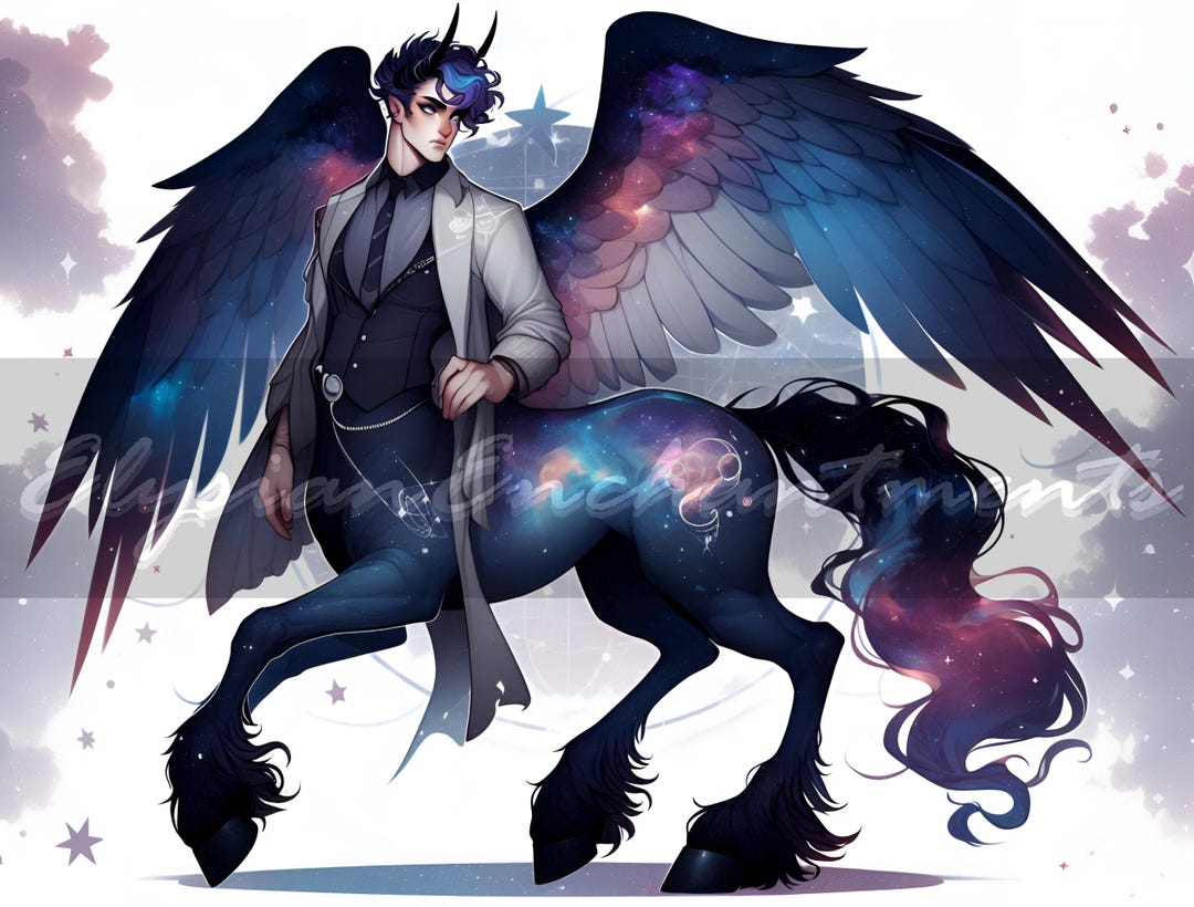 Adoptable - "aaxt" - Celestial Starry Horned Male Centaur Pegasus Design, Original Character ...