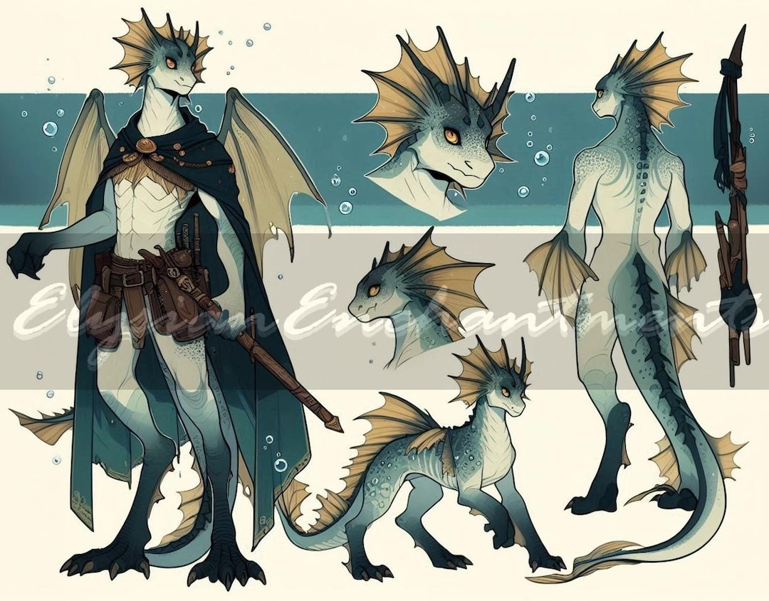 Adoptable asp Aquatic Lizardfolk Dragon Fursona Furry Design DND ...