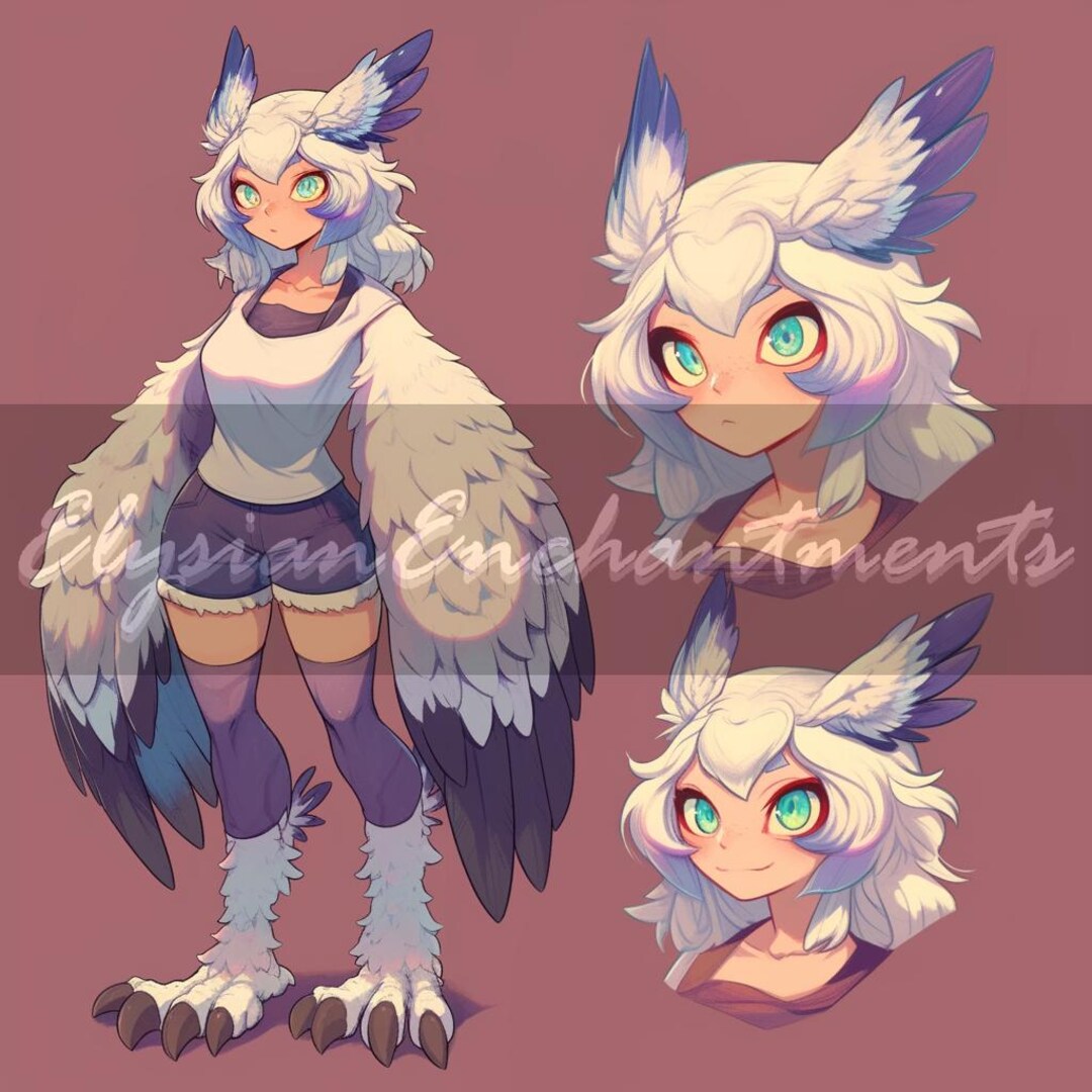 Adoptable - "speia" - Cute Sporty White Owl Harpy Girl Furry Design ...