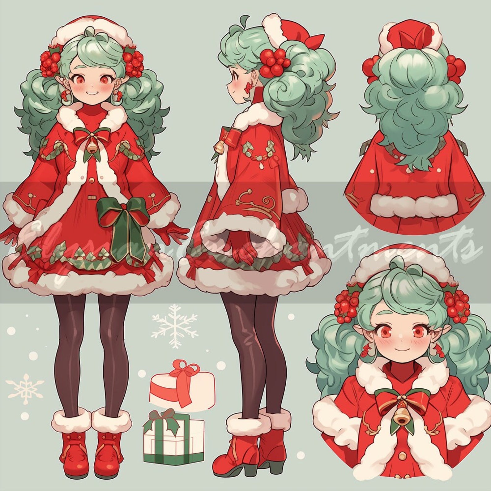 Adoptable belle Christmas Holiday Character, Cute Female Santa's ...