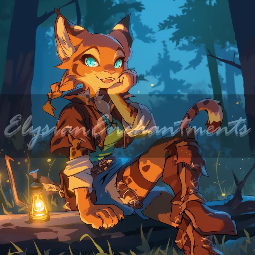 Adoptable - "kitkat" - Tiger Cat Girl Adventurer Furry Fursona Design ...