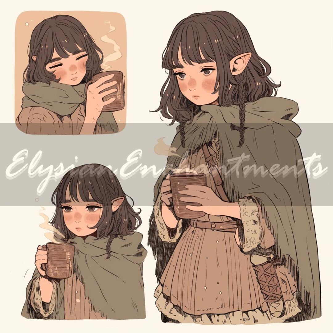Adoptable - "sleepy" - Cute Cozy Chibi Hobbit Halfling Elf Girl Unique ...