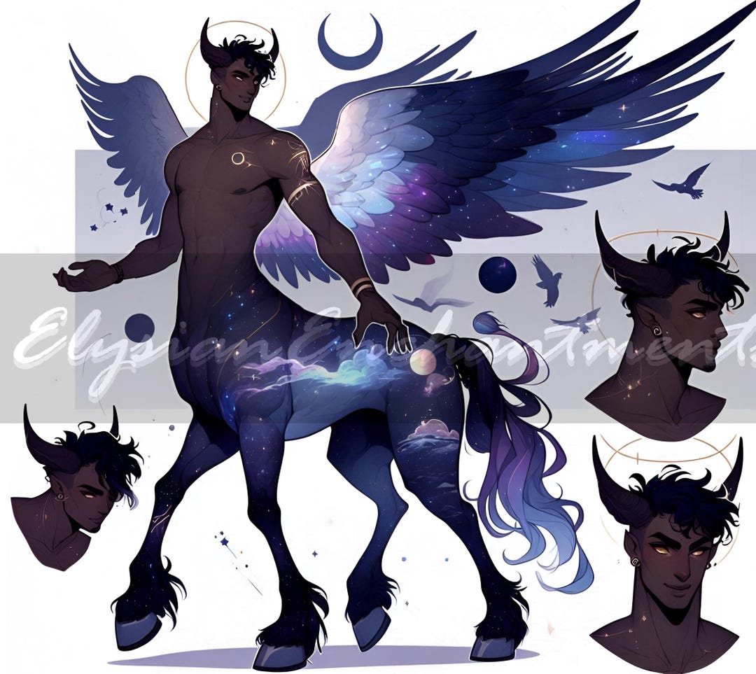 Adoptable belas Celestial Starry Horned Male Centaur Pegasus Design, Original Character ...