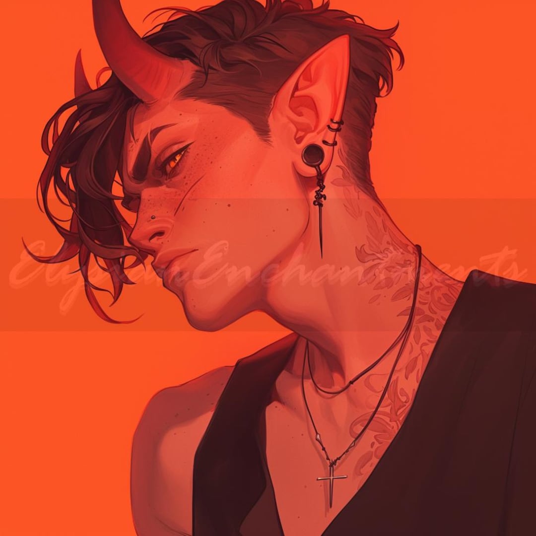 Adoptable thycis Red Tiefling Cambion Horned Satyr Handsome Hot, Unique ...