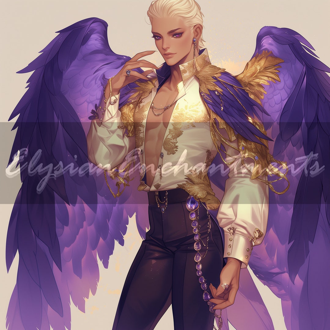 Adoptable - "tastiel" - Purple Seraphim Angel Harpy Beauty Male, Unique ...