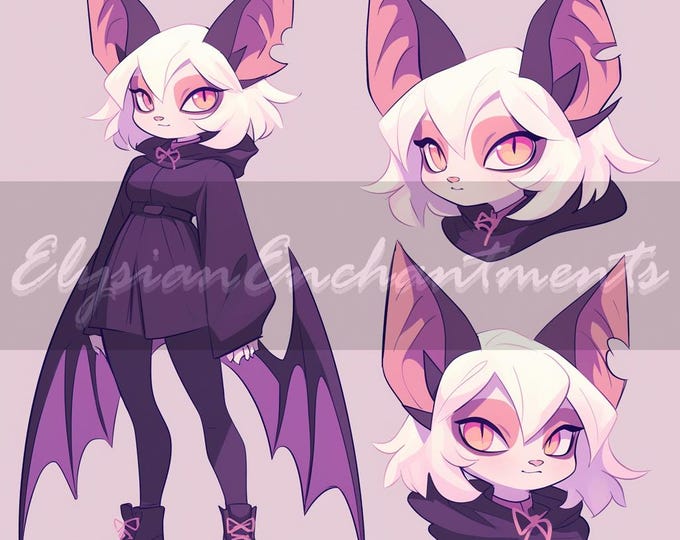 Adoptable - "maddy" - Fluffy White Cute Bat Girl Female Furry Fursona ...