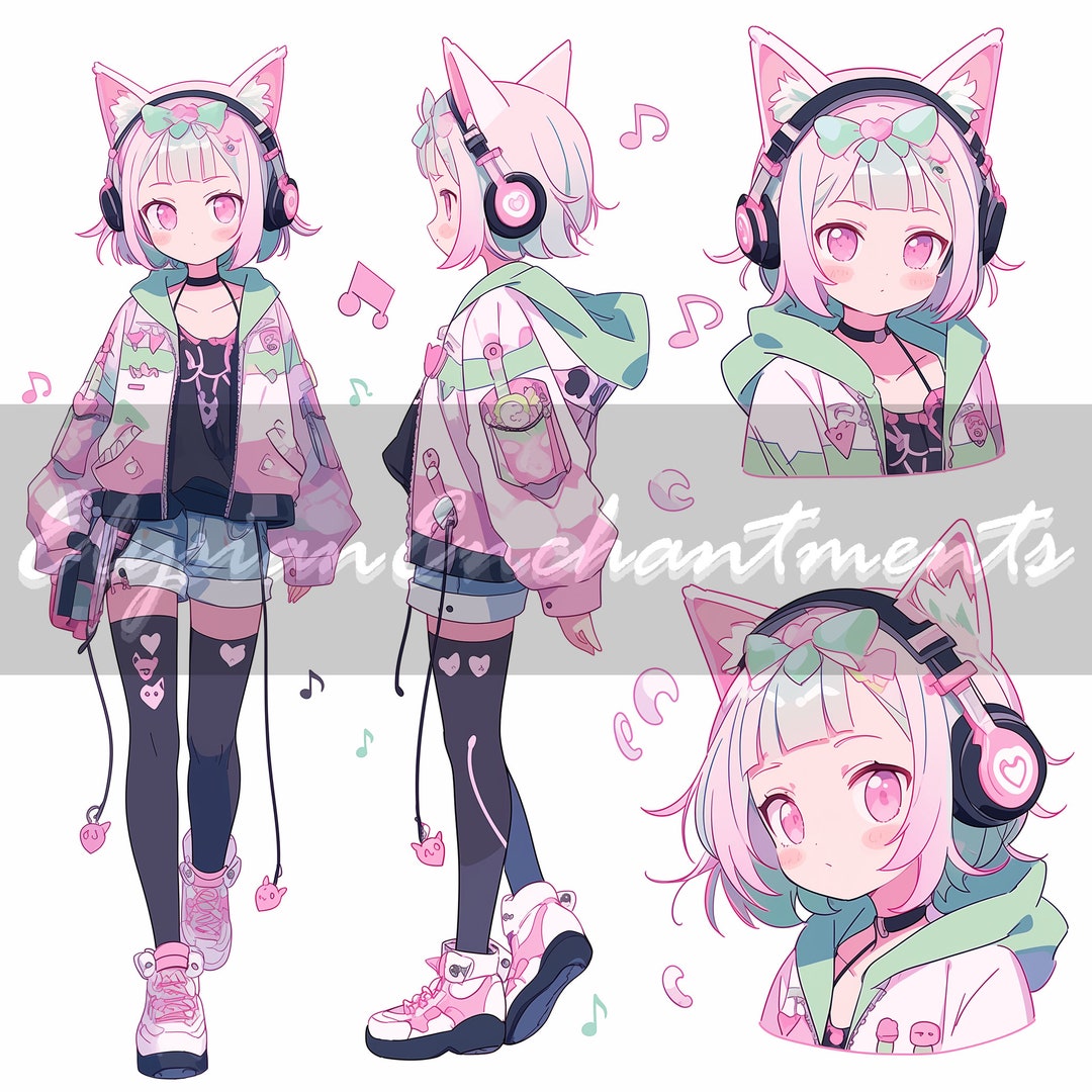 Adoptable muta Vtuber Character Adoptable, Female OC Design, Reference Sheet, Cute Rainbow Adopt ...