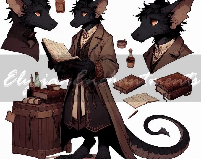 Adoptable - "nash" - Black Kobold Fluffy Critter Librarian Bookworm ...