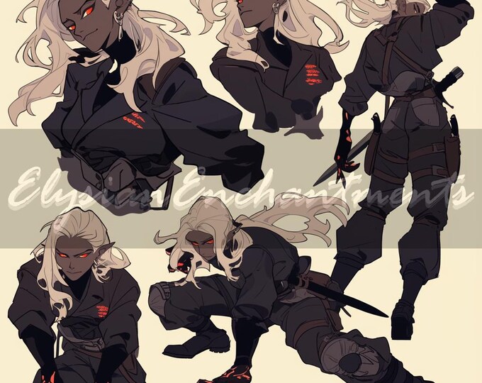 Adoptable - "vector" - Male Drow Artificer Sketch Design, Unique ...