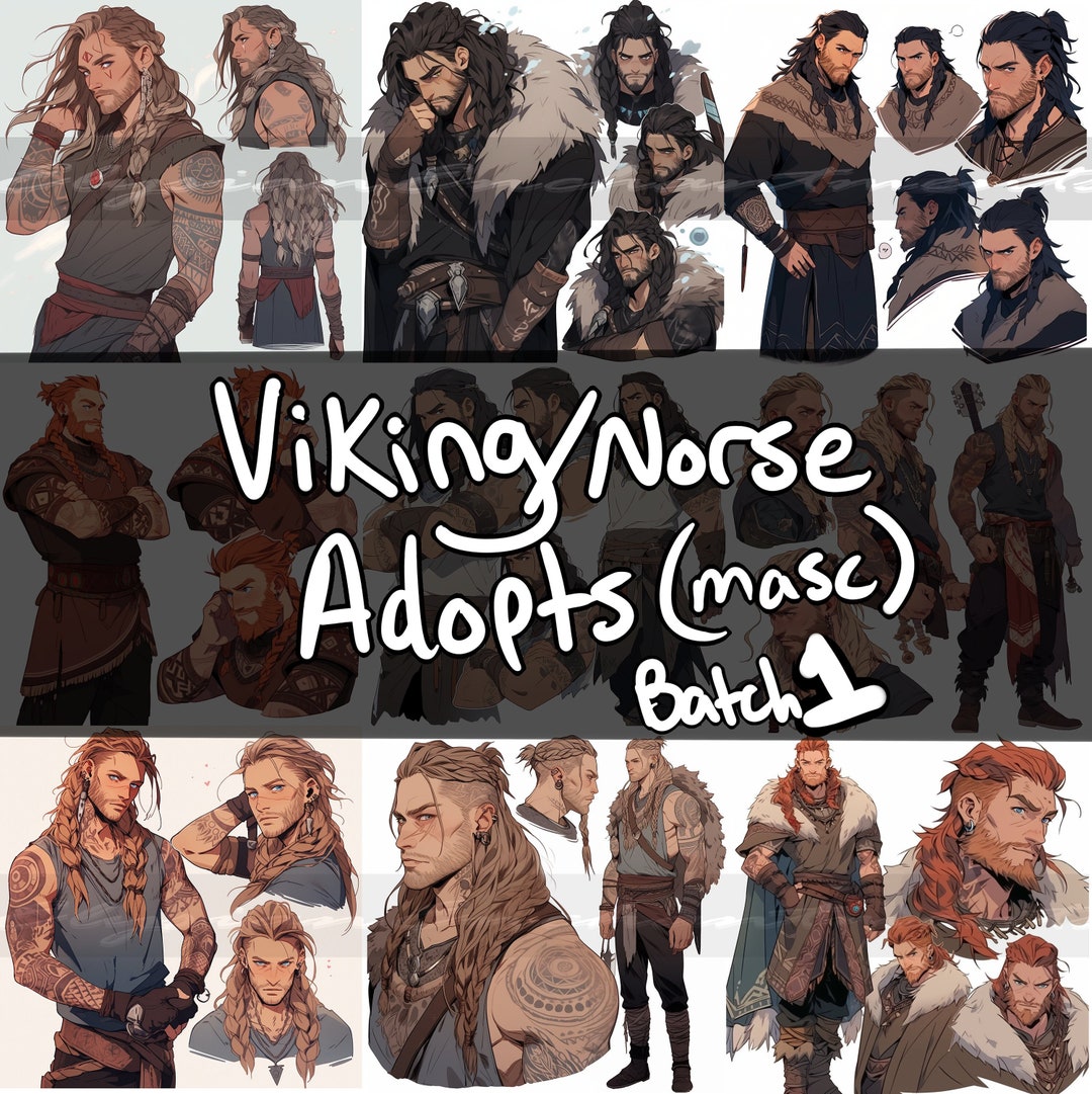 Male Norse Vikings Adoptables Batch Reference Sheets, Character Designs ...