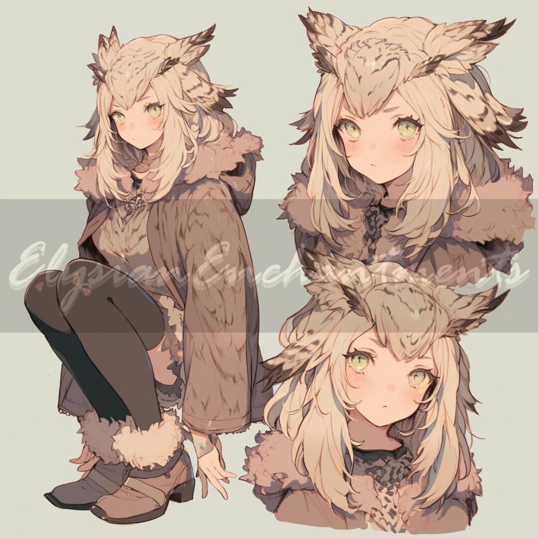 Adoptable - "pasquellia" - Cute Owl Kemonomimi Girl Anime Furry Design ...