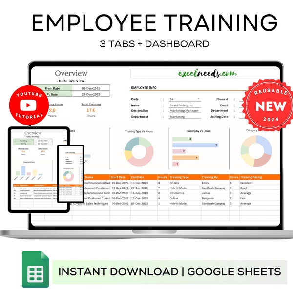 Employee Training Google Sheet Tracker - Etsy